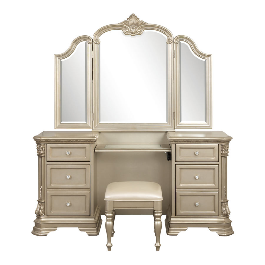 Home Elegance Antoinetta Champagne Vanity Set | The Classy Home